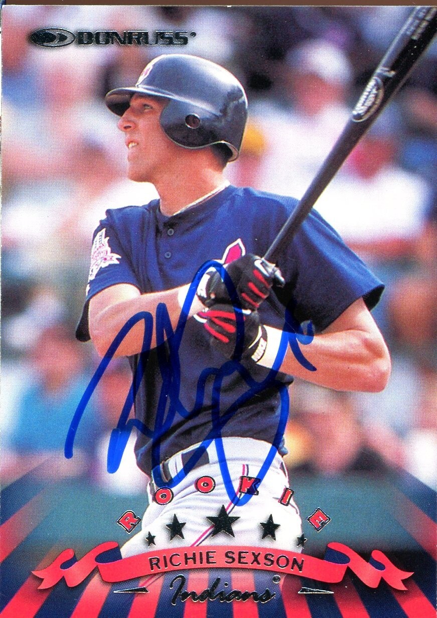 1998 Donruss RICHIE SEXSON Signed Card autograph AUTO INDIANS BREWERS ...