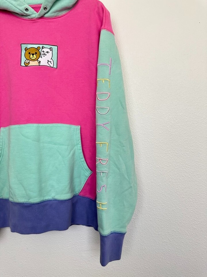 Teddy Fresh x Rip n Dip Hoodie Colorblock Pink Patch Sz Medium Cotton ...