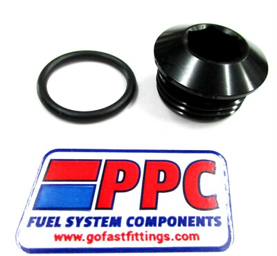 10 an slim line Lightweight o ring boss port plug Polished black ...