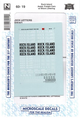 N Microscale 60-19 Rock Island Freight Cars Block Lettering 1959-1969 ...
