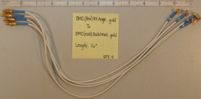 (4) SMC(M-Bulkhead)-SMC(F) Right Angle Gold Cables 16" | eBay
