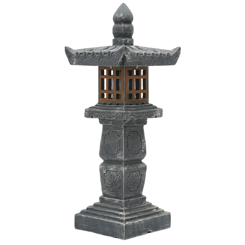 Resin Stone Lantern Statue Garden Lamp Pagoda Statue Yard Decor Light ...
