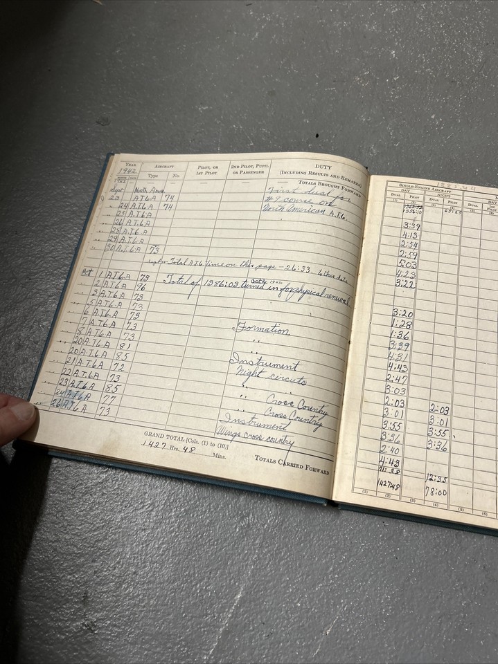 Vintage WWll Royal Canadian Air Force Pilots Flying Log Book | eBay