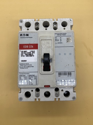 Eaton EDB3100BP10 - 100 Amp, 3 Pole, 240V EDB Circuit Breaker | eBay
