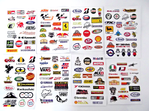 160 STICKERS - Car Bike Scooter sponsor racing logos. rc cars, models ...