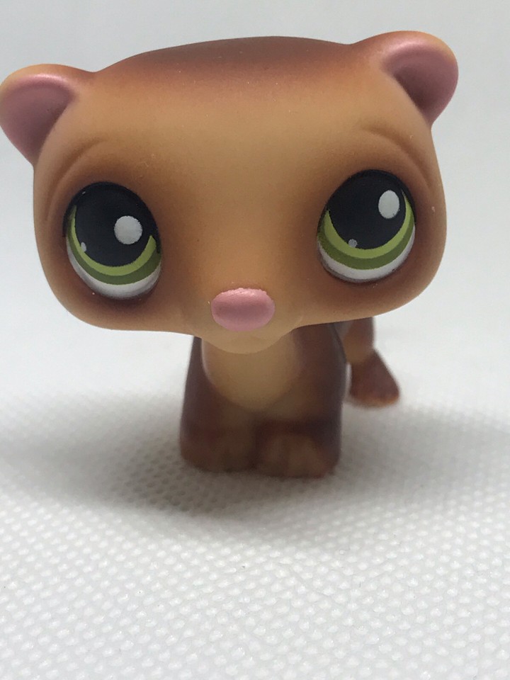 Littlest Pet Shop LPS #209 Brown Reddish Ferret Green Eyes Pink Nose ...