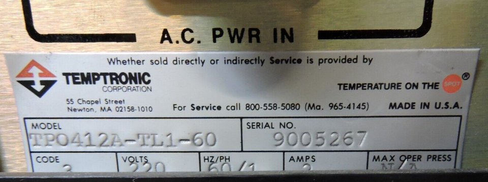 Temptronic TP0412A-TL1-60 ThermoChuk Temperature Controller Thermal DUT ...