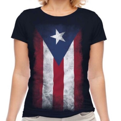 PUERTO RICO FADED FLAG LADIES T-SHIRT TEE TOP PUERTO RICAN SHIRT ...