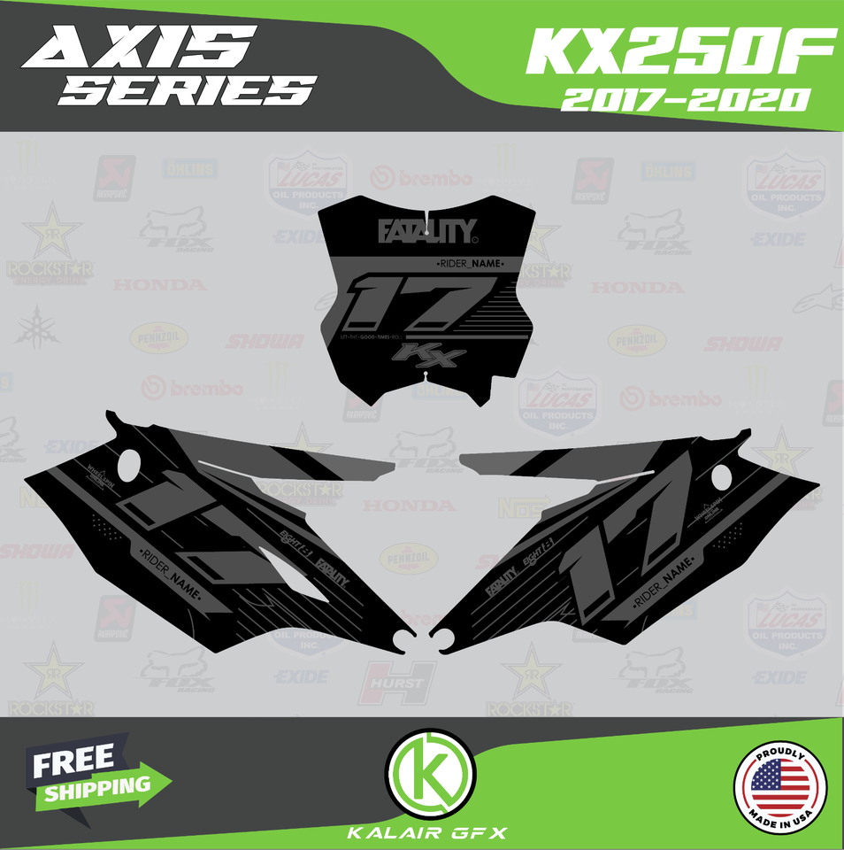 Graphics Kit for Kawasaki KX250F (2017-2020) KX 250F Axis Series ...