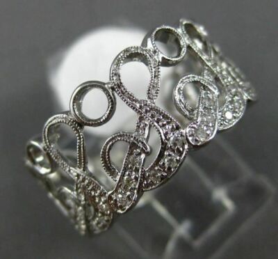 ESTATE .22CT DIAMOND 14KT WHITE GOLD 3D FILIGREE MUSICAL NOTE ETERNITY ...