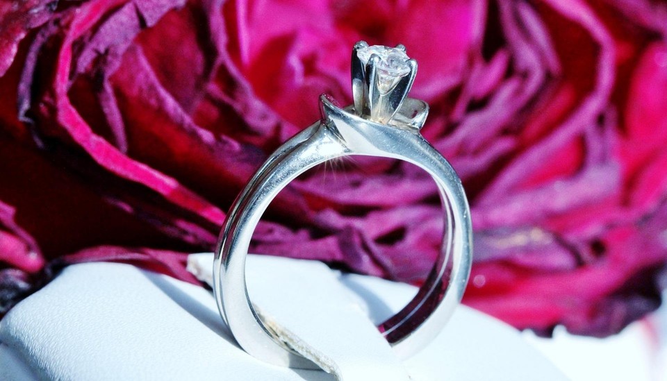 14k white gold ring 0.22ct diamond wedding set size 4 handmade 3.4gr ...