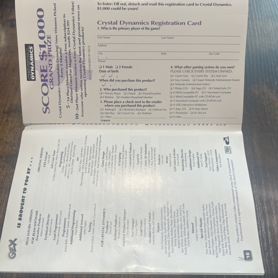 Sega Saturn GEX Complete w/ Registration Card Tested Guaranteed ...