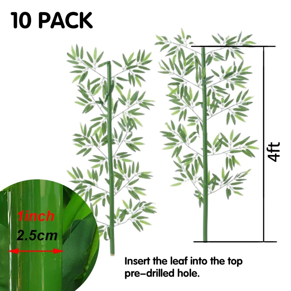 10 Pack 4ft Artificial Bamboo Trees, Fake Bamboo, Privacy Plants with ...