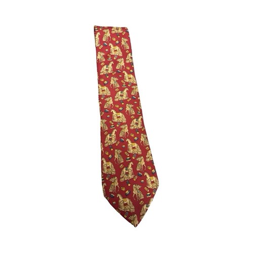 Classic Salvatore Ferragamo Horses & Dented Mill Roll Red Silk Tie Made ...