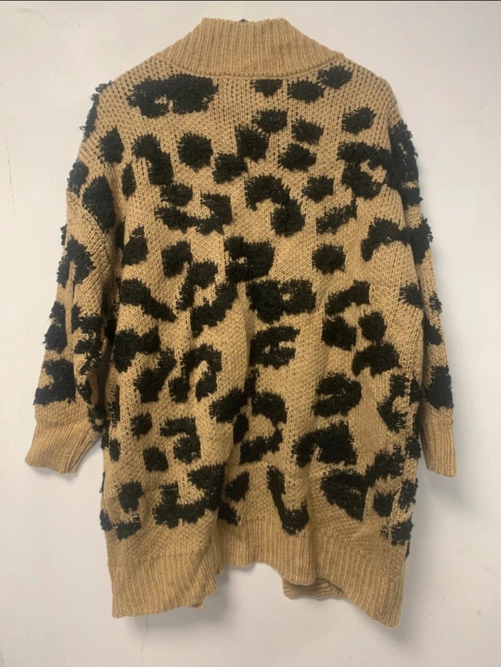 Chunky Knit Leopard Cardigan Size 8-16 | eBay UK