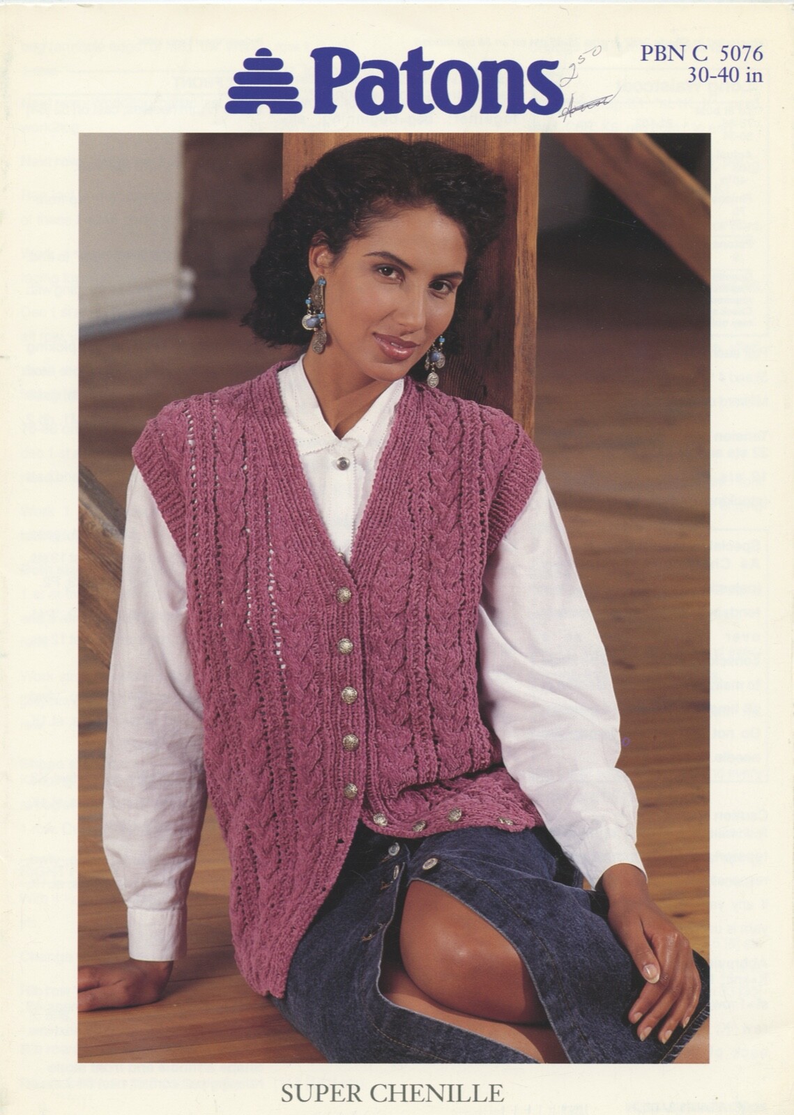 Patons Knitting Pattern PBN C 5076 Long Waistcoat / Vest 30"-40" | eBay