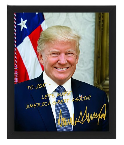 PERSONALIZED PRESIDENT DONALD TRUMP MESSAGE GOLD AUTOGRAPH 8X10 FRAMED ...