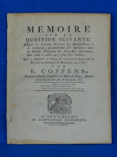 BERNARD COPPENS / MEMOIRE SUR LES MANUFACTURES DES PAYS-BAS 1788 | eBay