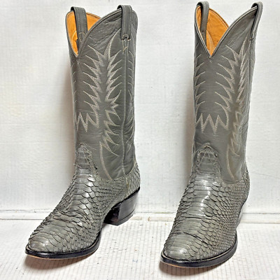 Nocona Boots 8 1/2D Gray Snakeskin Python Exotic Leather Western Rodeo ...
