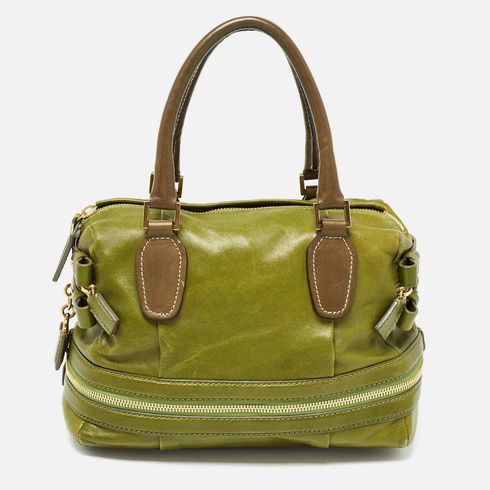 Chloe Green Leather Andy Expandable Satchel - Gem