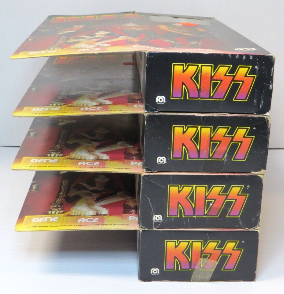 KISS MEGO DOLL ACTION FIGURES SET OF 4 IN BOXES 1977 AUCOIN MUSCULAR ...