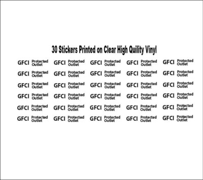 GFI GFCI Printed on High Quality CLEAR Vinyl Stickers .25" x 1.0 ...