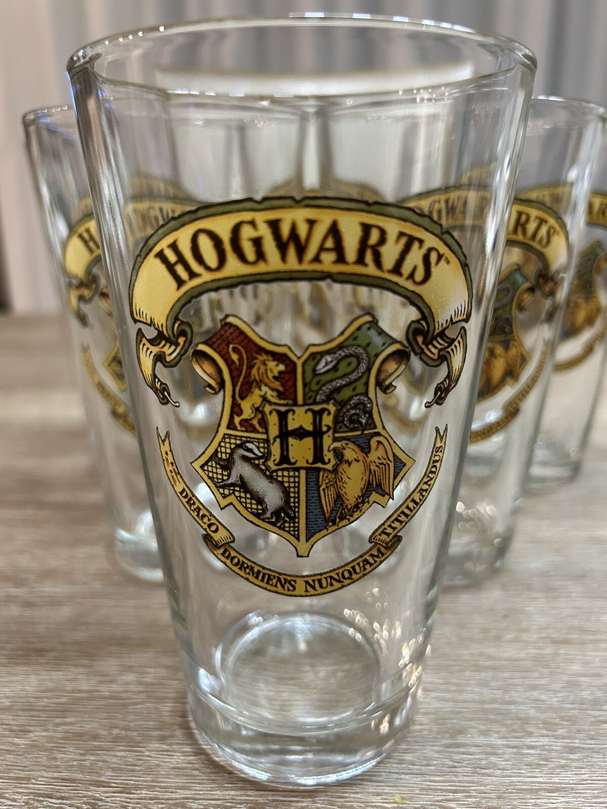 Lot of 5 Harry Potter Hogwarts Glasses/Beer Glasses 16oz | eBay
