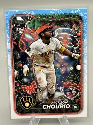 2024 Topps Holiday Jackson Chourio RC SP Variations Elf Hat Brewers | eBay