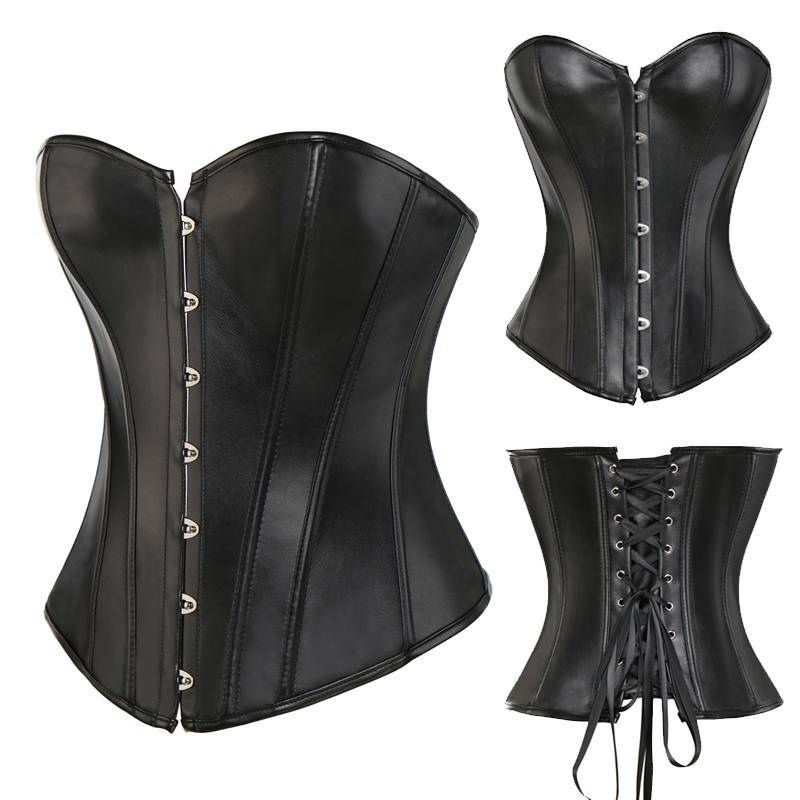 Women‘s Black Waist Training Corset Steampunk Gothic Basque Bustier ...