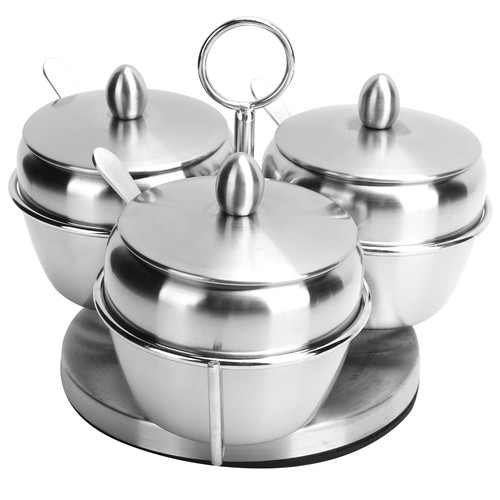 Stainless Steel Seasoning Pot Spice Salt Sugar Bowl Container W ...