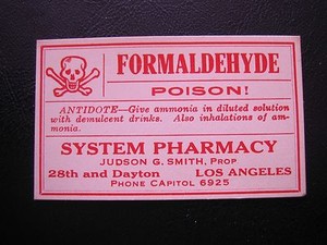 VTG Formaldehyde Poison System Pharmacy Gummed Back Paper Label ...