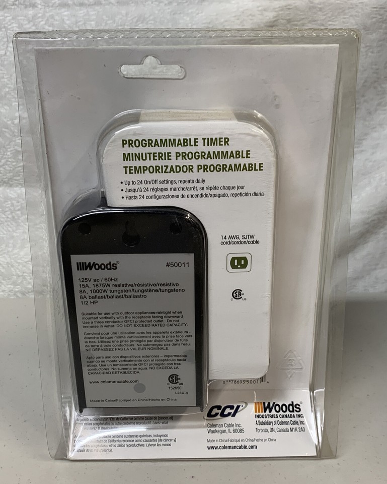 Woods 50011 Outdoor 24-Hour Mechanical Outlet Programmable Timer - New ...