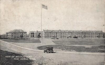 View of Regular Army Barracks Fort Devens MA 1936 Postcard | eBay