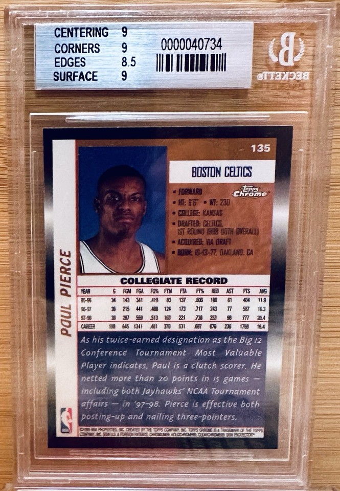 1998-1999 Topps Chrome Paul Pierce RC #135 Beckett Graded 9 MINT!! | eBay