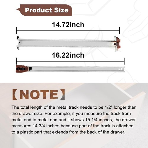 Drawer Slides Center Track for Kenlin Rite-Trak II Rails Kit, 16 Inch ...