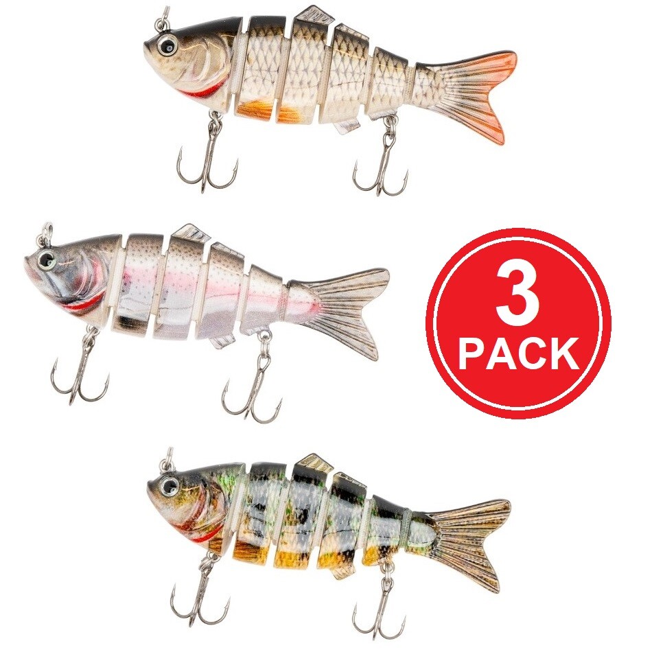 Multi Jointed Bait 6-Segment Fishing Lures Swimbait Bass Tackle 3 PCS ...