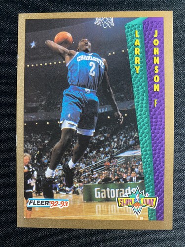 1992-93 Fleer Slam Dunk Larry Johnson #292 Charlotte Hornets + BONUS ...