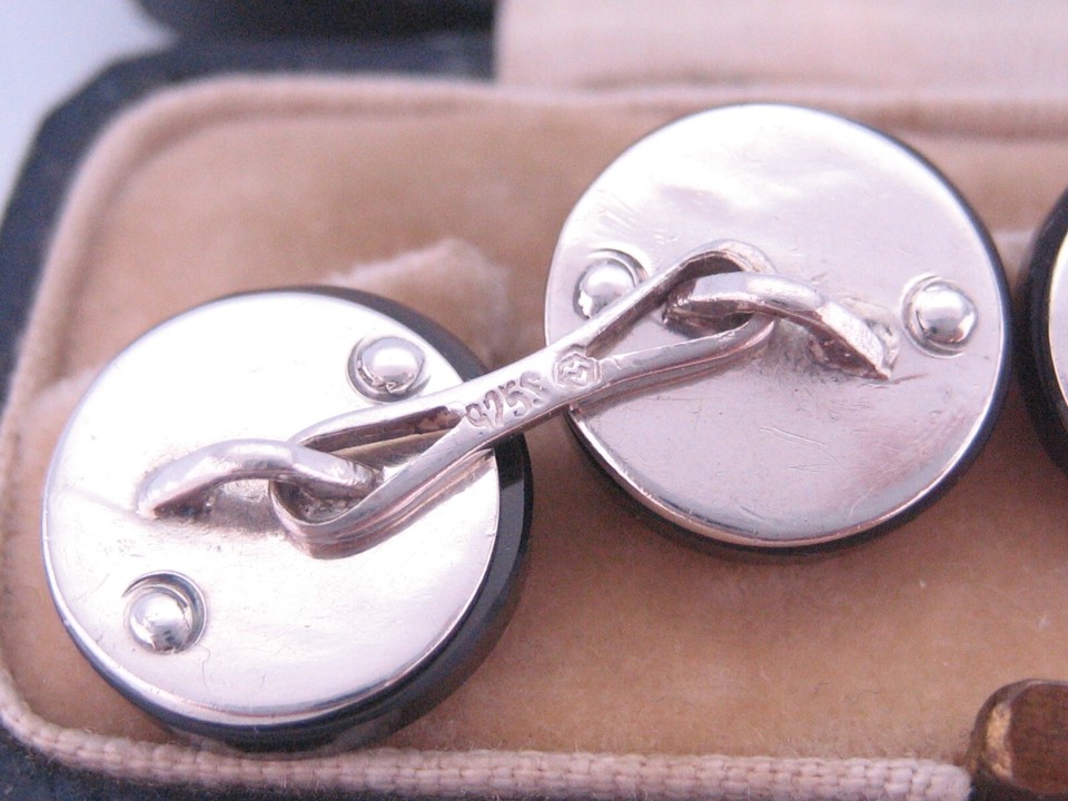 Antique Art Deco VICTOR MAYER Sterling Silver Onyx Aesthetic Cufflinks ...