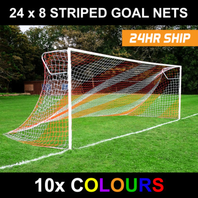 Full Size [24 x 8] Heavy-Duty Striped Football Goal Nets - [Net World ...