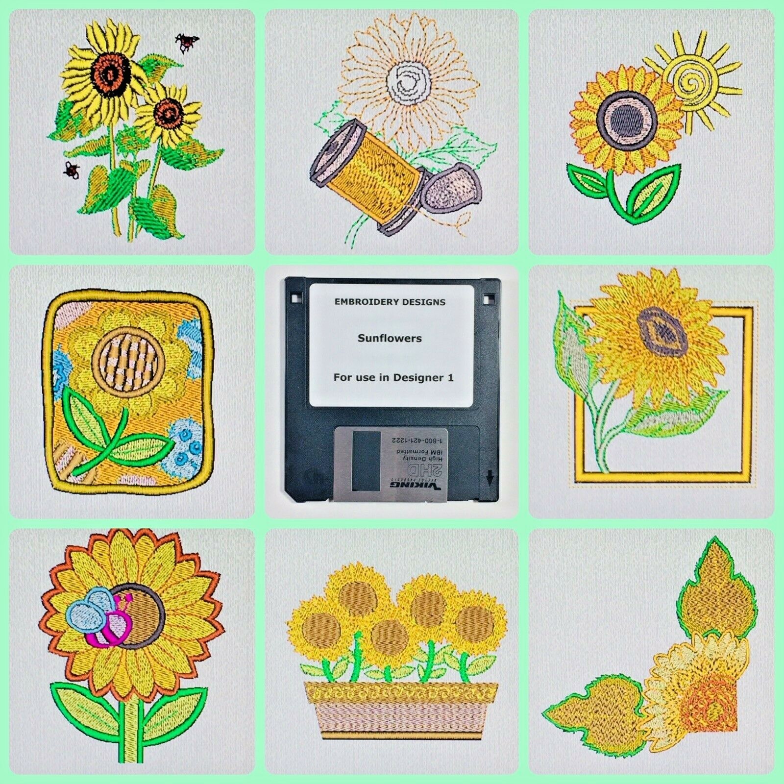 Sunflowers Embroidery Designs Disk For Husqvarna Viking Designer 1 ...