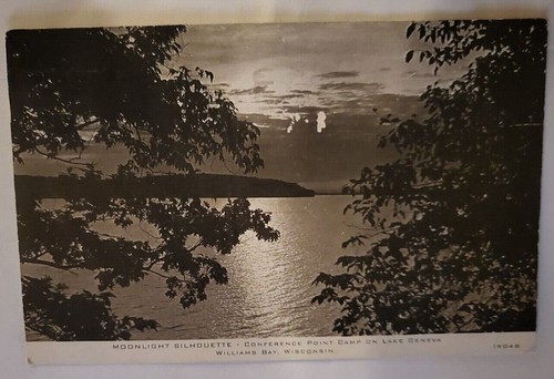 Vintage Postcard 1940's Moonlight Conference Point Camp Lake Geneva Wis ...