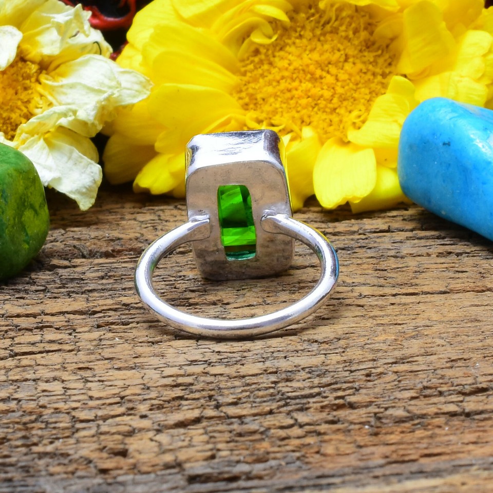 Fabuleux Diopside Gemme 925 Argent Sterling Handmade Bague Tout Taille ...