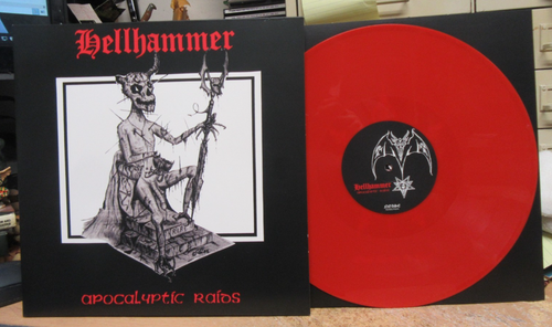 HELLHAMMER RED COLOR VINYL LP APOCALYPTIC RAIDS BOOKLET & INNERSLEEVE 2 ...