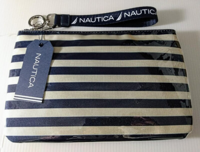 NAUTICA Shore Thing Navy,Cream Nautical Stripe Zip Wristlet Clutch ...
