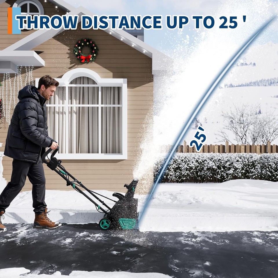 Brushless Motor Snow Blower, Long-Distance Throw W/ Rotating Chute ...