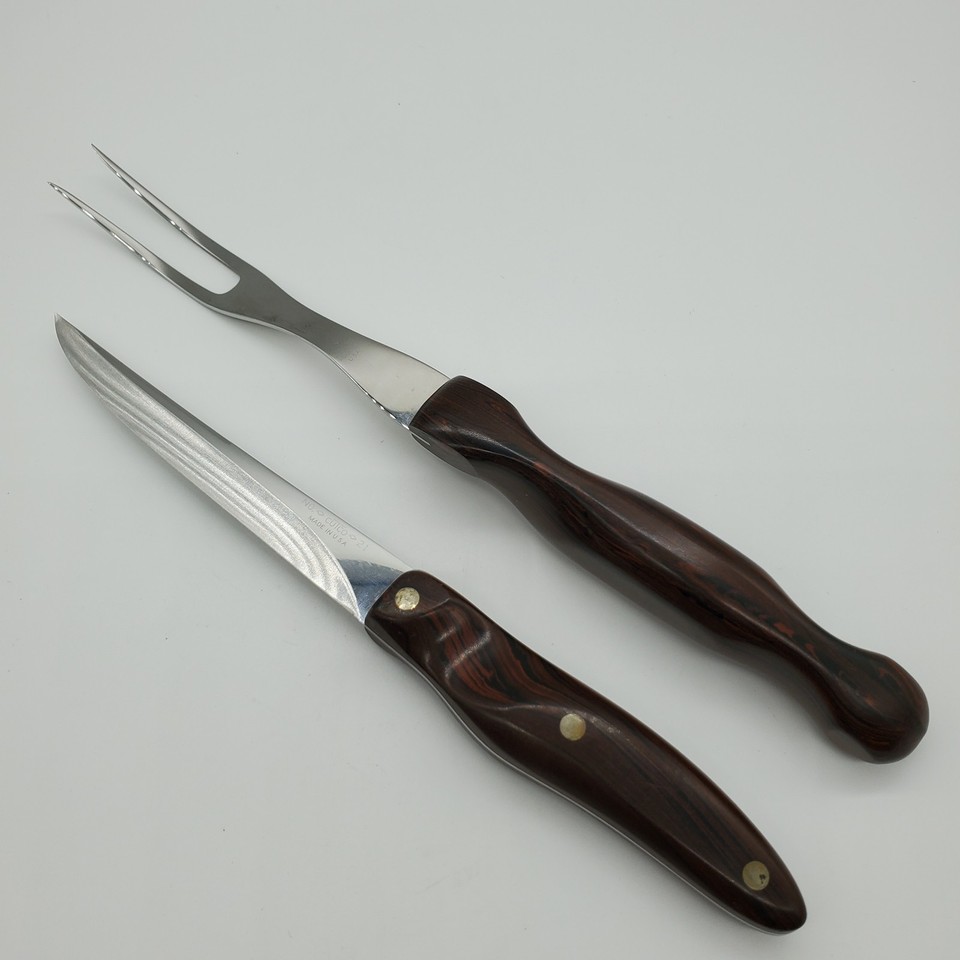 CUTCO Brown Glossy Swirl Handle 21 Trimming Knife and 26 Carving Fork ...