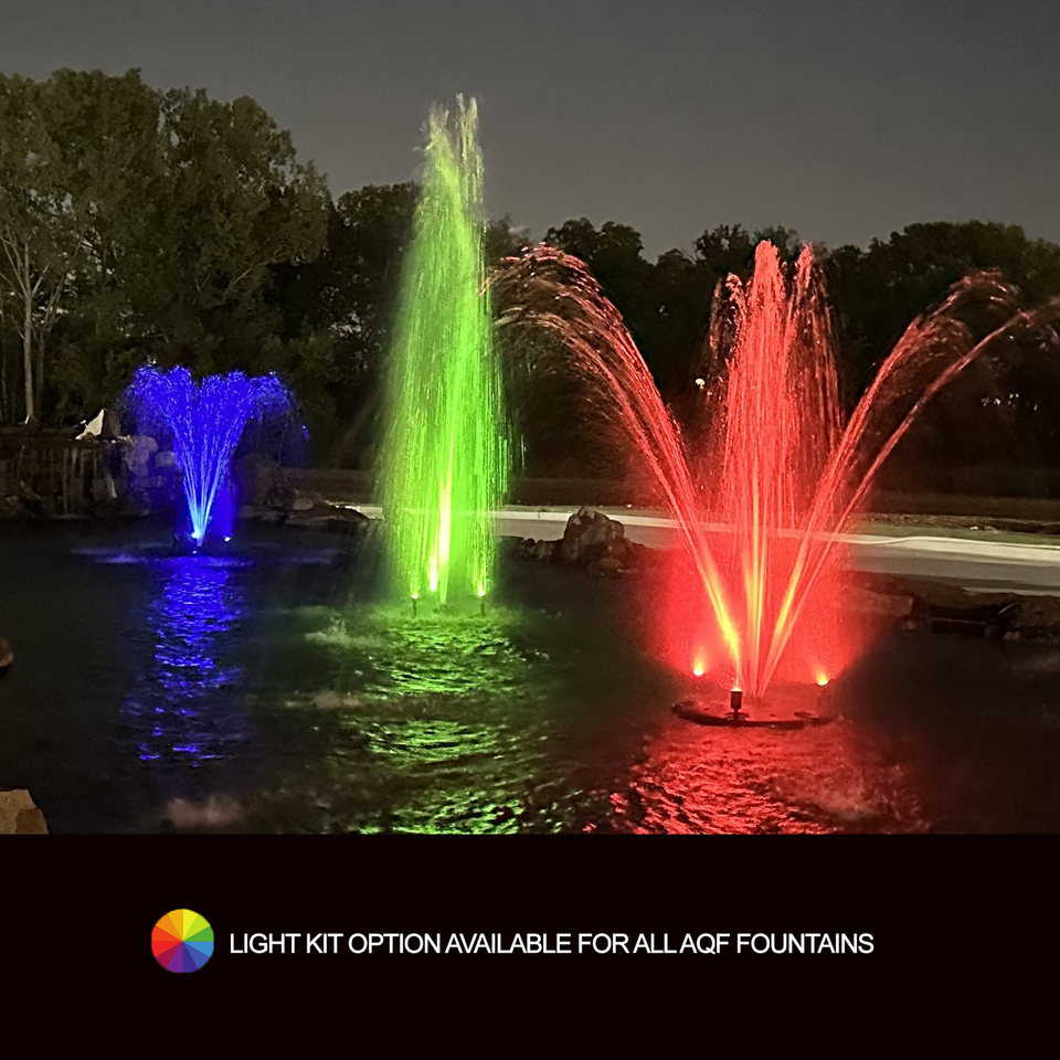 Floating Fountain, 1/2 HP, 100' Cord, 6,100 GPH, Color LED Lights, 9 ...