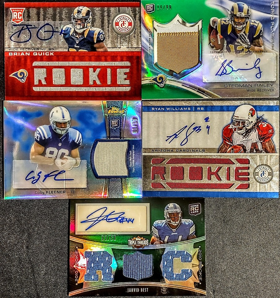Auto Patch Rookie Football Card Lot Of 15 Cards. Football Auto Patch RC ...