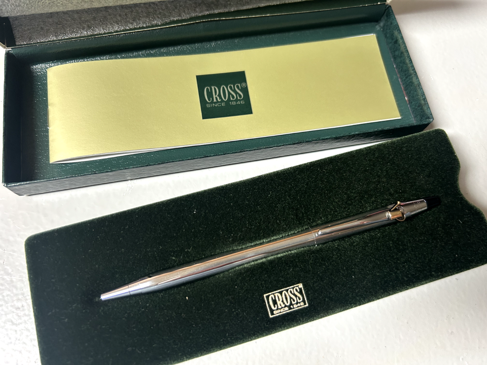 Vintage Cross (Since 1846) Lustrous Chrome Ink Pen H3502/1 Ball Point ...