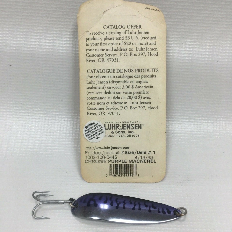 Luhr Jensen 1oz Krocodile Chrome Purple Mackerel Casting Spoon Fishing ...
